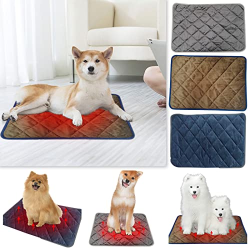 Self Heating Pet Mat Cordless Warm Pad, Washable Self Heated Cat Bed Thermal Mat, Winter Warm Self-Heating Storage Heating Pad for Cats and Dogs, Cold Weather Indoor Outdoor Use (Blue)