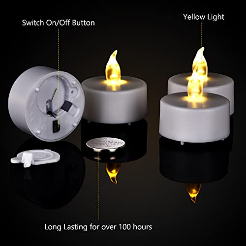 Nancia 100PACK Flameless LED Tea Lights Candles, Realistic and Bright Flickering Long Lasting 200Hours Battery-Powered, Ideal Party, Wedding, Birthday, Gifts Home Decoration Warm Yellow
