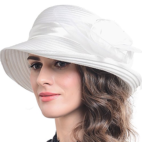 FORBUSITE Church Kentucky Dress Derby Hats for Women White