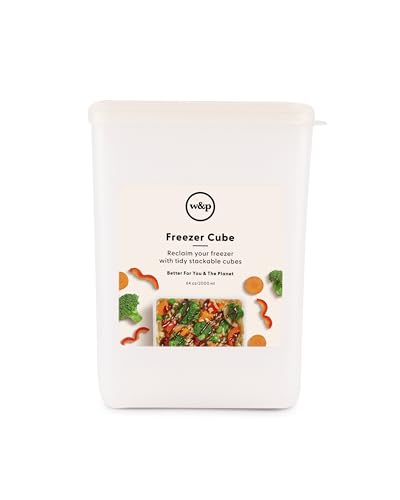 W&P Freezer Cubes | Reclaim Your Freezer With Tidy Stackable Frozen Food Containers | 64 oz | Freezer safe, BPA Free, Dishwasher Safe, Microwave Safe