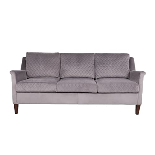 SLNFXC 178x65x49CM Velvet Upholstered Sofa Couch Pine Plywood Furniture Light Grey/Garden (Color : Gray, Size : Three Seat)