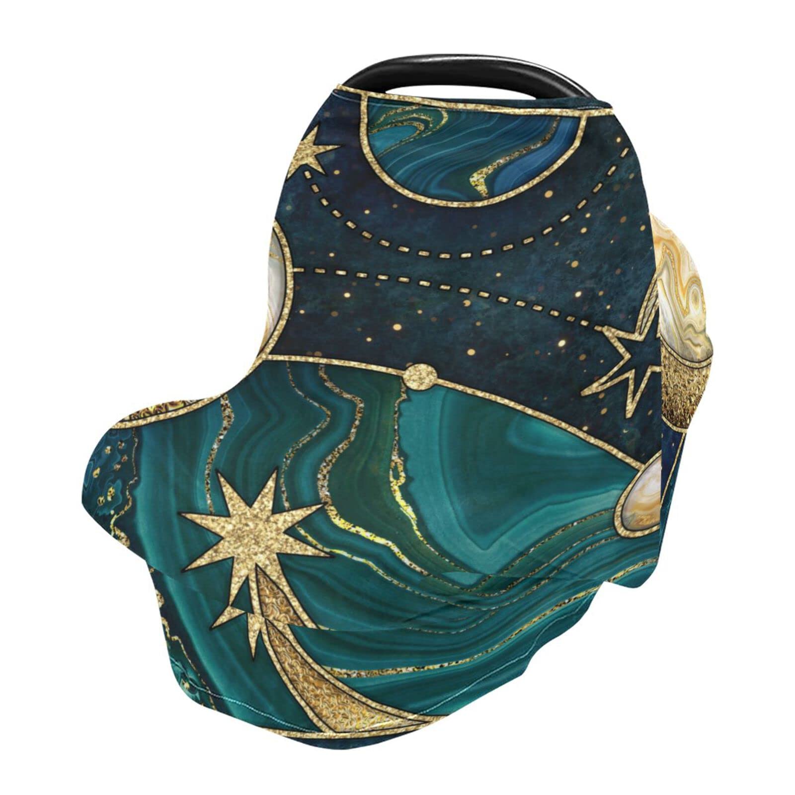 Nursing Cover Breastfeeding Scarf Cosmic Galaxy Gold Marbled-for Baby Car Seat Covers, Stroller Cover, Carseat Canopy(228ya4e)
