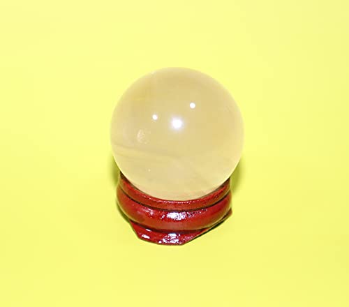 Natural Yellow Citrine Crystal Sphere Ball Healing Crystals Stone with Stand and Bag Feng Shui Crystal Tabletop Sculpture Ornaments Implication Wealth and Success