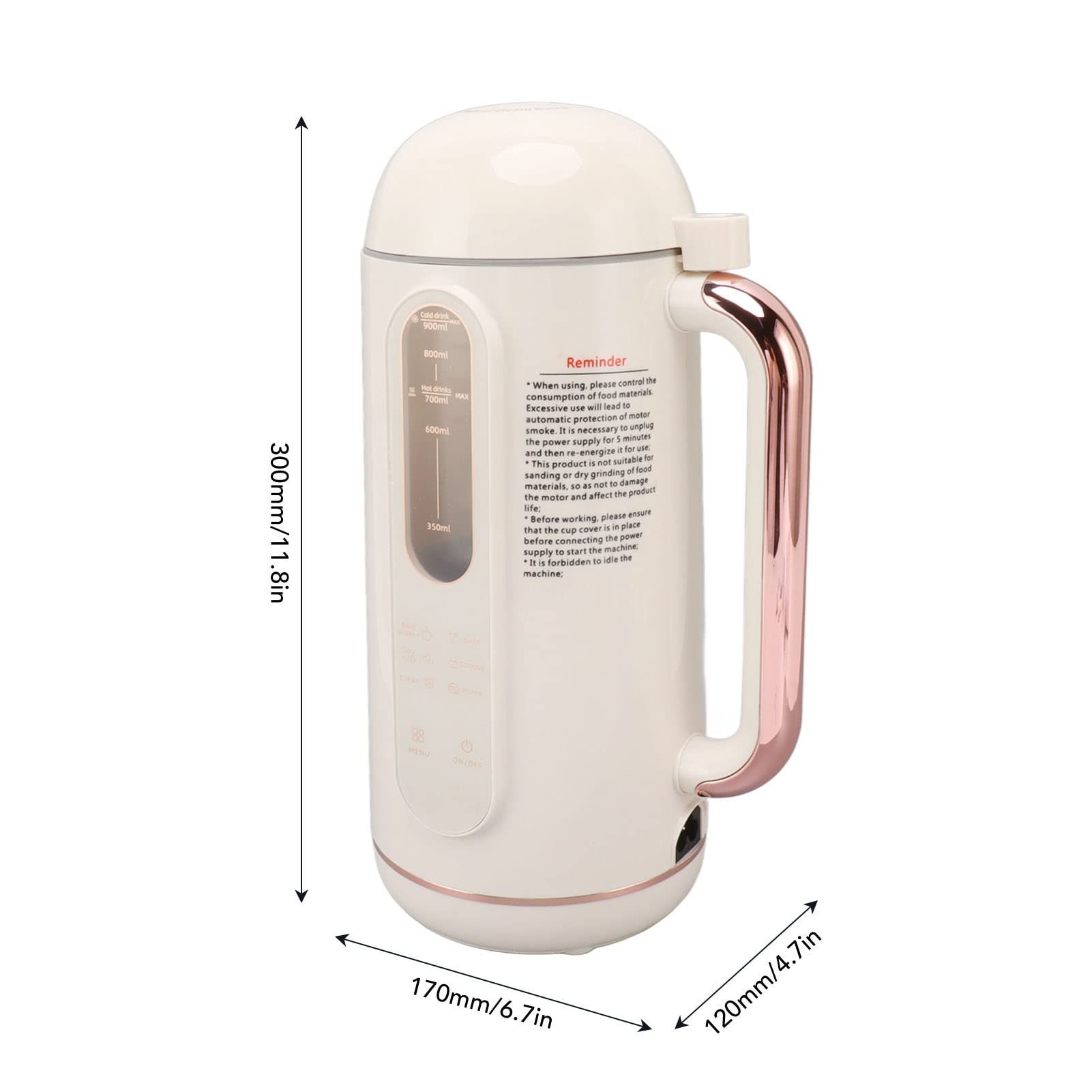Yctze Soy Milk Maker, Soy Milk Maker Automatic High Speed Blender Creamy White Multifunctional Nut Milk Maker for Home Restaurant US Plug 110V