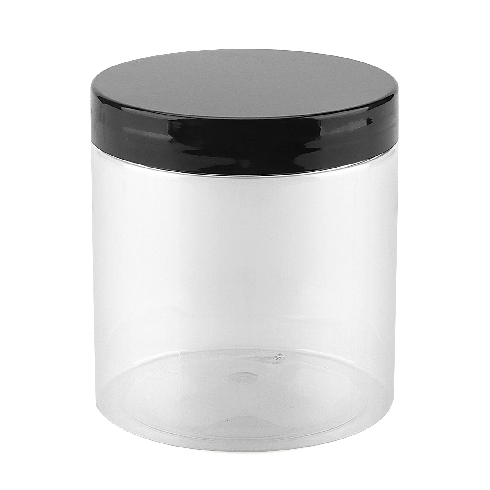 LEXININ 24 PCS 16oz Round Clear Plastic Jars with Lid, 500ml Empty Jars with Sticker, Plastic Round Spice Jars for Kitchen Home
