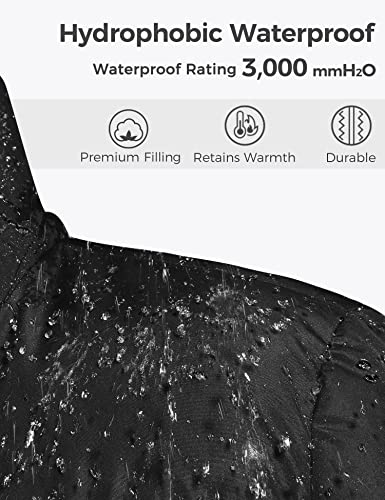 Wantdo Men's Warm Puffer Jacket Thicken Waterproof Winter Coat with Hood (Black, Medium)