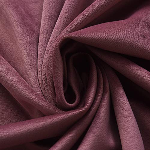 Roslynwood Home Decorative Velvet Curtains 52 inch Width for Bedroom Solid Soft Sunlight Block Window Curtain with Rod Pocket & Clip Rings Nursery, 2 Panels, 52W x 96L Inch, Dusty Rose