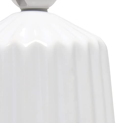 Simple Designs LT1119-OFF Pleated English Ceramic Base Bedside Table Lamp, Off White