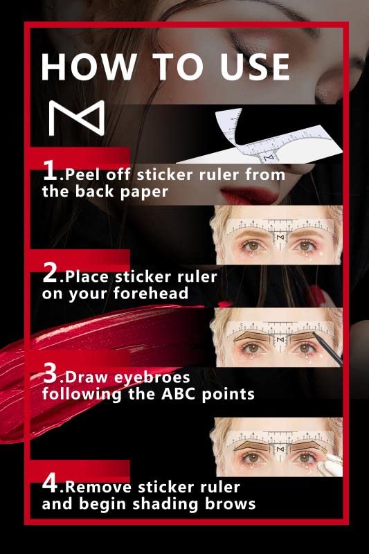 PACK OF 100 M - Transparent Disposable Eyebrow Ruler Stencils - Mapping Stickers for Microblading, Permanent Makeup Permanent Make Up, Henna Brows Measuring Tool Suitable For All Face Shape