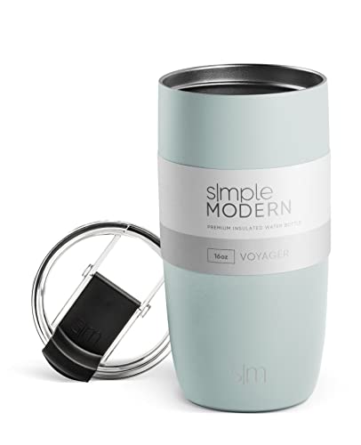 Simple Modern Travel Coffee Mug Tumbler with Flip Lid | Reusable Insulated Stainless Steel Cold Brew Iced Coffee Cup Thermos | Gifts for Women Men Him Her | Voyager Collection | 16oz | Sea Glass Sage