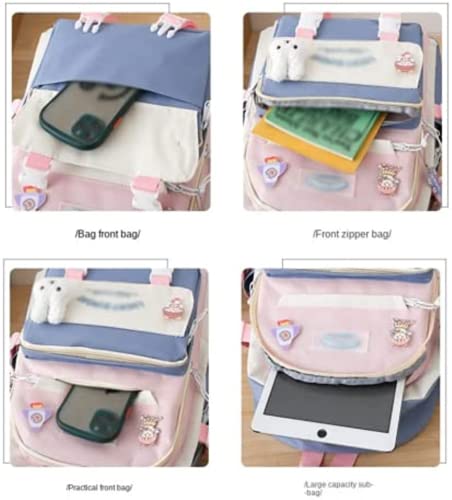 TOAOSET Kawaii Backpack 5Pcs Set Lightweight aesthetic backpack,Teens laptop computer cute backpacks for girls (kawaii backpack,one size)