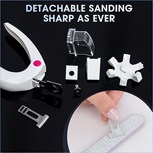 Setgnur Acrylic Nail Clippers for Acrylic Nails, Adjustable Acrylic Nail Cutters for Nail Tips with Sizer, Professional Fake Nail Cutter Nail Trimmer Manicure Tool for Home Nail Salon(White)