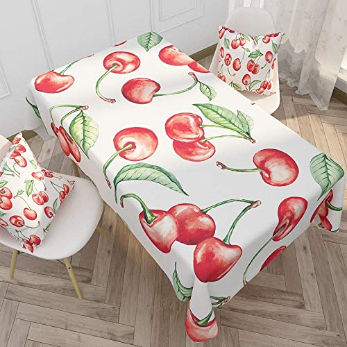 MLQL Oxford Tablecloth Nordic Style Cherry Fruit Waterproof Table Cover Home Coffee Table Table mat Mantel A9 140x210cm