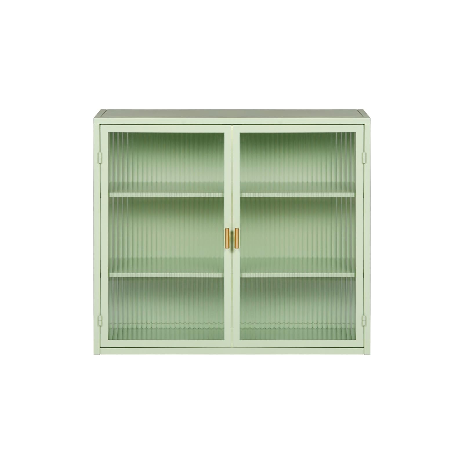 SPOFLYINN Removable Wooden Wall Cabinet Double Windowpane Glass Doors Bathroom Wall Cabinet Over The Toilet Adjustable Shelves Green Iron+Tempered Glass 1 PHO_10ZU Rectangular