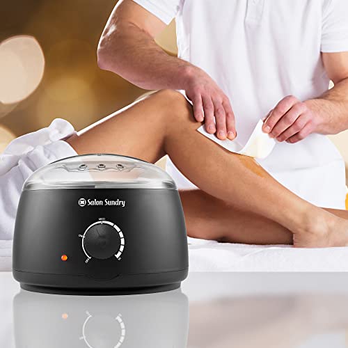 Salon Sundry Portable Electric Hot Wax Warmer Machine for Hair Removal - Black with Clear Lid