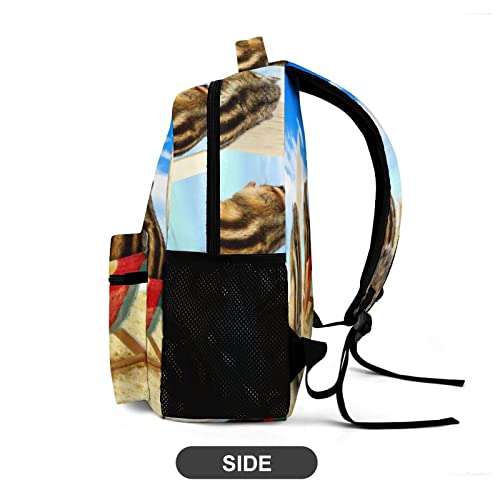 Niapessel Kids Backpack for School, Funny Chipmunks Beach Tropical Pattern Students Bookbags School Bags Girls Boys