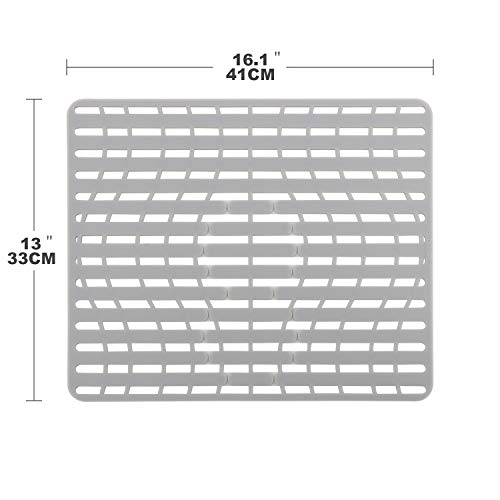 NICE DAY Sink Mat, Sink Protectors for Kitchen Sink By Better Housewares Wok Stand Strong Adsorption And Skid Resistance PVC Free Silicone Sink Mat 16" x 13", Large