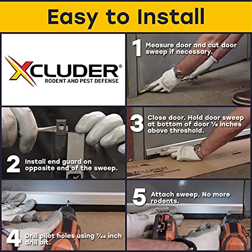 Xcluder 48" Versa-Line Door Sweep, Mill Aluminum Finish โ Seals Out Animals, Easy to Install, Maximum Adjustability; Under-Door Seal; Chew Proof