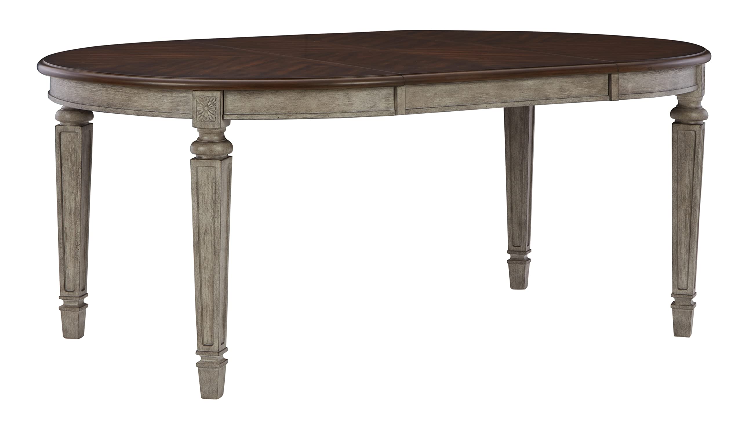 Signature Design by Ashley Londenbay Classic Farmhouse Oval Dining Room Extension Table, Brown & Gray