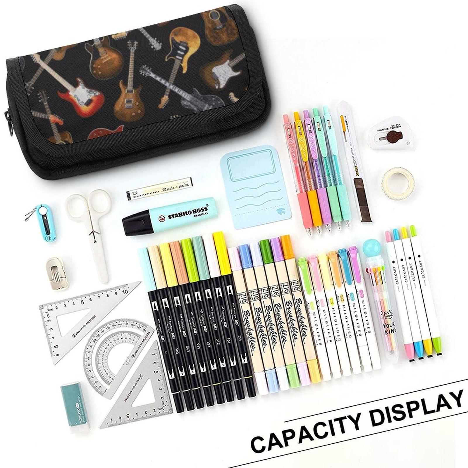 Supdreamc Polyester Pencils Holder With Zipper, One Pocket Pencil Pouch Bag For Office Supply Accessories For Artist, for Guitars Art Storage Pouch