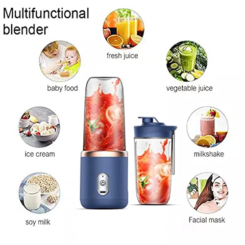 Portable Blender, 14 Oz Usb Personal Size Mini Fruit Juice Mixer, Strong Cutting Power with Six Blades for Smoothie, Fresh Juice,Shakes and Smoothies