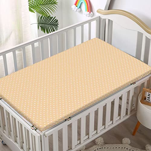 Polka Dot Themed Fitted Crib Sheet,Standard Crib Mattress Fitted Sheet Soft Toddler Mattress Sheet Fitted-Baby Crib Sheets for Girl or Boy,28β x52β,Champagne White