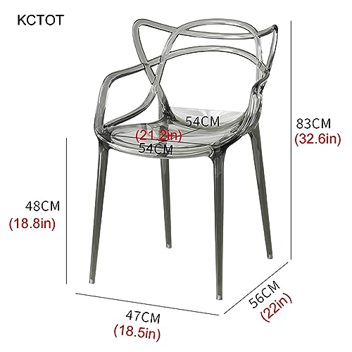 One-Piece Acrylic Stool Arc Backrest Stackable Clear Sitting Stool Ergonomics Transparent Stool Crystal Chair Non-Slip Mat (Color : F)