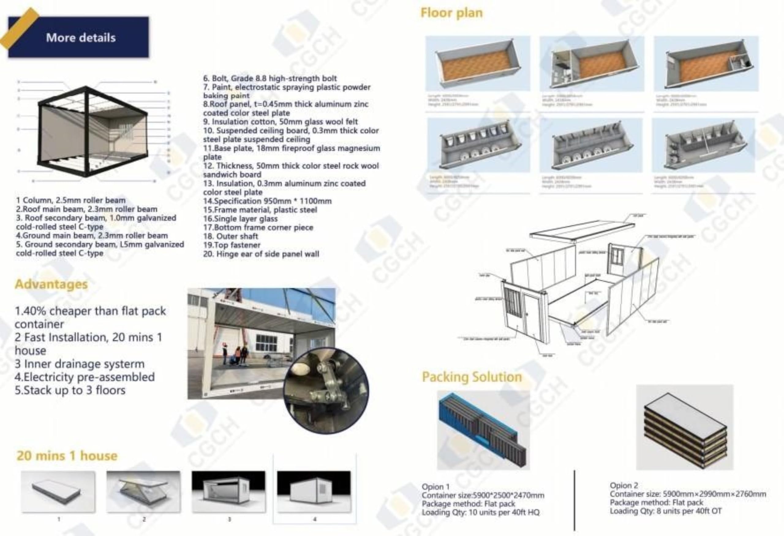 Portable Container Tiny House. Prefab 20ft Home with Bathroom. Container Movable House .Can be Used as a Warehouse, Office, Storage and Guest House, Luxury Bathroom & Shower (with Airconditioning)