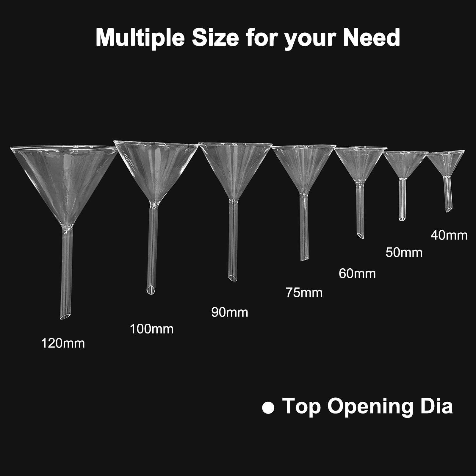 PATIKIL 50mm Glass Funnel, 2 Pack Short Stem Scientific Borosilicate Glass Heavy Wall Funnel for Filling Water Bottle Home Lab Kitchen Use