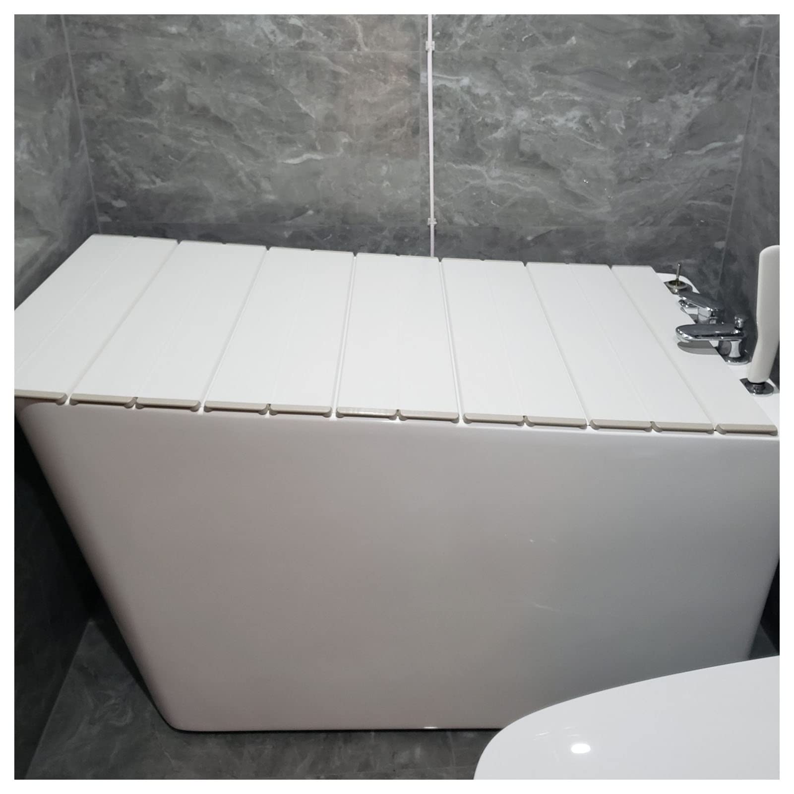 Polypropylene Bathtub Cover, Multifunction Dustproof Bathtub Tray Shutter Bath Lid, Folding 1cm Thickness Insulation Board for Bathroom SPA,Milk Bath (Color : White, Size : 120cmx75cmx1cm)