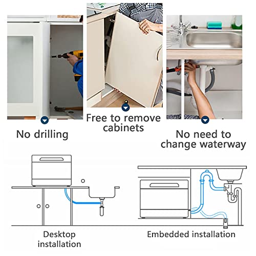 Portable Countertop Dishwasher, 3 Washing Programs Display Automatic Dishwashing with 9L Tank, 4 Programs,Steam& Air(Brown)