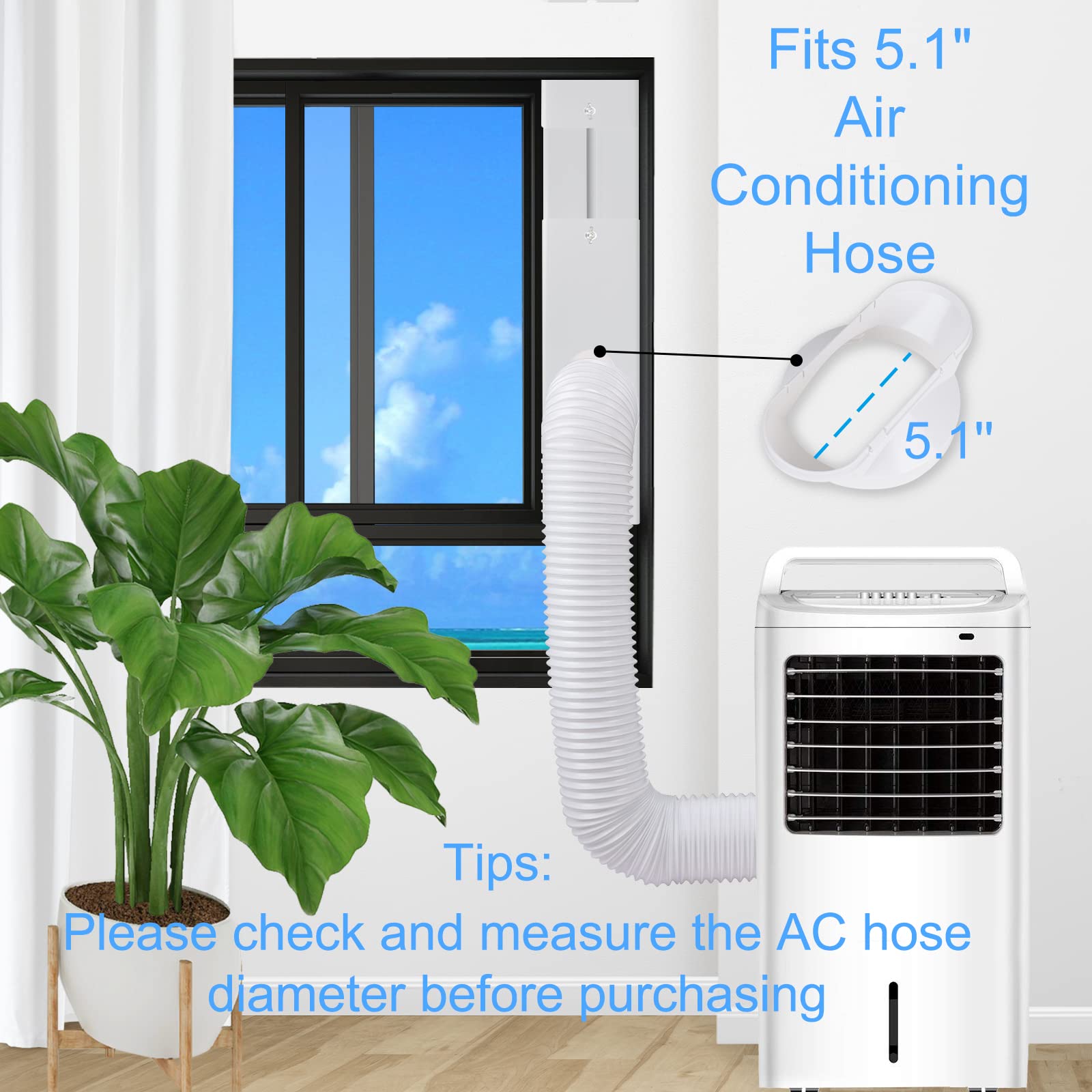 NWESTUN Portable AC Window Kit, 2024 New Upgrade Portable AC Window Vent Kit, Portable AC Kit with 2Pack 3m Window Seal, Adjustable Sliding Window AC Vent Kit for Exhaust Hose with 5.1"/13cm Diameter