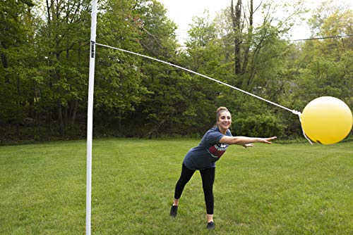 Franklin Sports Tetherball Set - Full Tetherball Game Set with 8' Pole, Rope + Ball Included - Portable Steel Backyard + Beach Kit with Carry Bag - Recreational, White