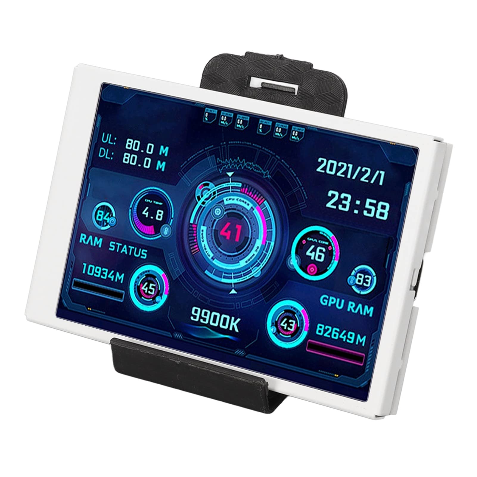 Pomya Computer Temp Monitor LCD,Mini IPS Screen USB, 3.5inch Computer Small Sub Screen,Host Extended Screen for Host Temperature Monitoring (White)