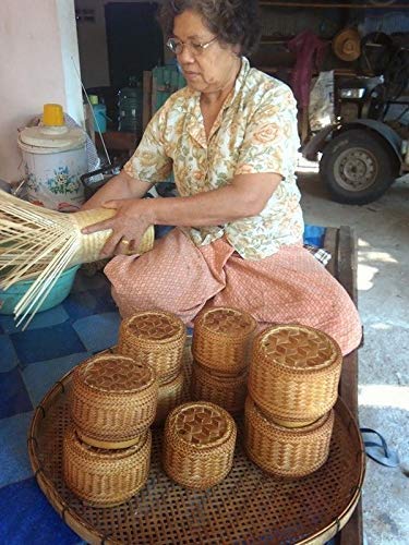 THAI - LAO kitchen bamboo basket kratib sticky rice cooker amp steamer handmade 5 pcs