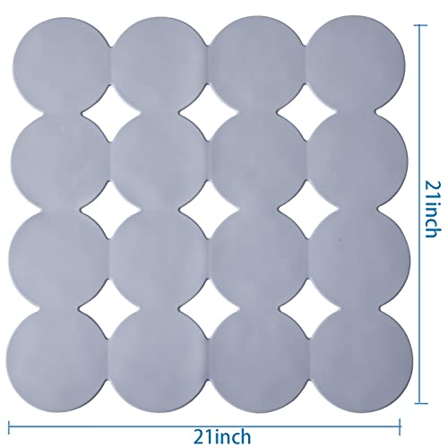 Webos Anti Slip Shower Mat: Natural Rubber Non Slip Bath Mat for Tub with Strong Suction Cups Bathtub & Tub Mats for Elderly and Kids Bathroom Square Shower Floor Stall matt (Grey, 21X21)