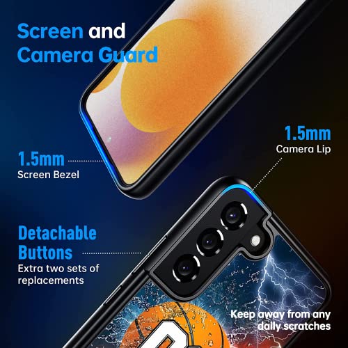 Personalized Basketball vs Name Number US Flag Decor Rubber Cover Phone Case for Samsung Galaxy S23 S22 S21 S20 ULTRA PLUS/ S21 FE /S20 FE/ S10 PLUS/ S9 PLUS/ S8 PLUS /S7 EDGE (Water Fire)