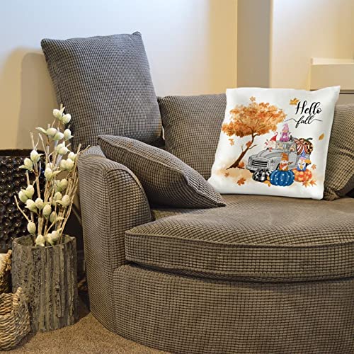 Thanksgiving Pumpkin Gnomes Decorative Throw Pillows 18x18 Girl Fall Modern Comfortable Satin Pillow Shams for Couch Sofa Bedroom Car Living Room Zippered