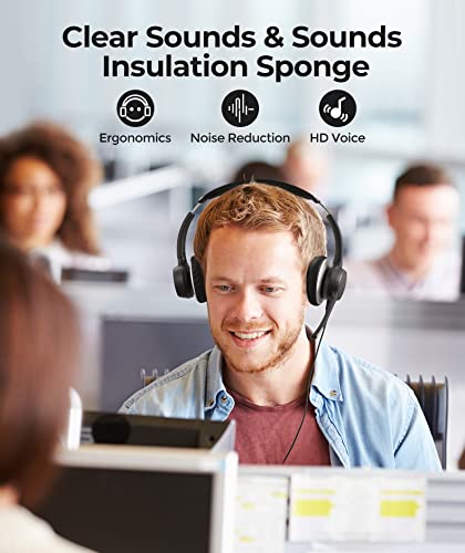 KLYLOP USB Headset, Headset with Mic Noise Reduction & in-line Control, 3.5mm/USB Wired Headphones, Stereo PC Headset with Mute, Headset with Microphone for PC Zoom Skype Webinar Home Office