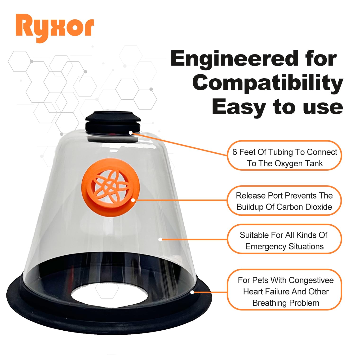 Ryxor Dog Oxygen Mask Set - 5 Sizes, 7 Feet Tubing - Veterinary Designed Breathing Aid for Dogs & Cats - Helps Relieve Breathing Distress from CHF, Tracheal Collapse, Asthma - Vet, EMS, Use(Green)