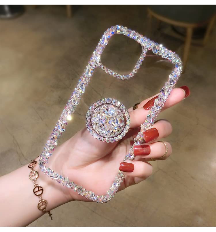 redecarie for Galaxy Note 10 Plus Case,Luxury Bling Glitter Diamond Ring Holder Kickstand Sparkle Crystal Rhinestone Women Girls Kids Clear Protective Phone Cover for Samsung Galaxy Note 10 Plus