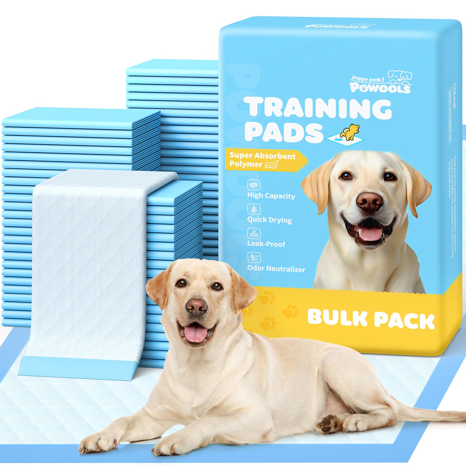 Powools 100-Pack X-Large Puppy Pads - 34'' x 28'' Pee Pads for Dogs Potty Training with Leak-Proof Quick-Dry Design, 6-Layer Wee Wee Pads for Dogs