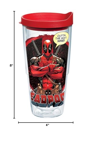 Tervis Made in USA Double Walled Marvel - Deadpool Insulated Tumbler Cup Keeps Drinks Cold & Hot, 24oz, Nerd