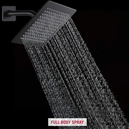 POP SANITARYWARE Black Tub and Shower Faucet Set Bathroom Luxury Rain Mixer 8 Inch Shower Head System with Tub Spout Single Handle Tub and Shower Trim Kit with Valve