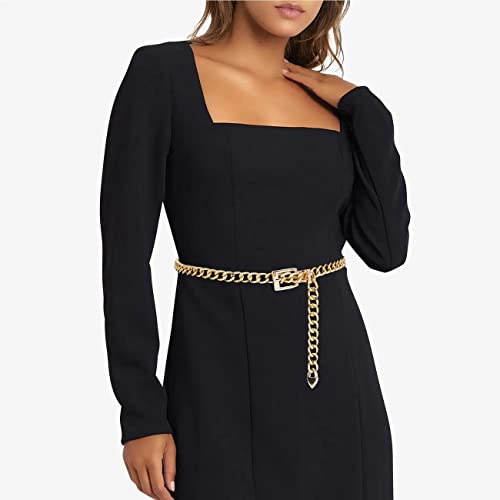 Suyi Chain Belts for Women Girls Metal Waist Belt for Dresses Plus Size 130CM Gold
