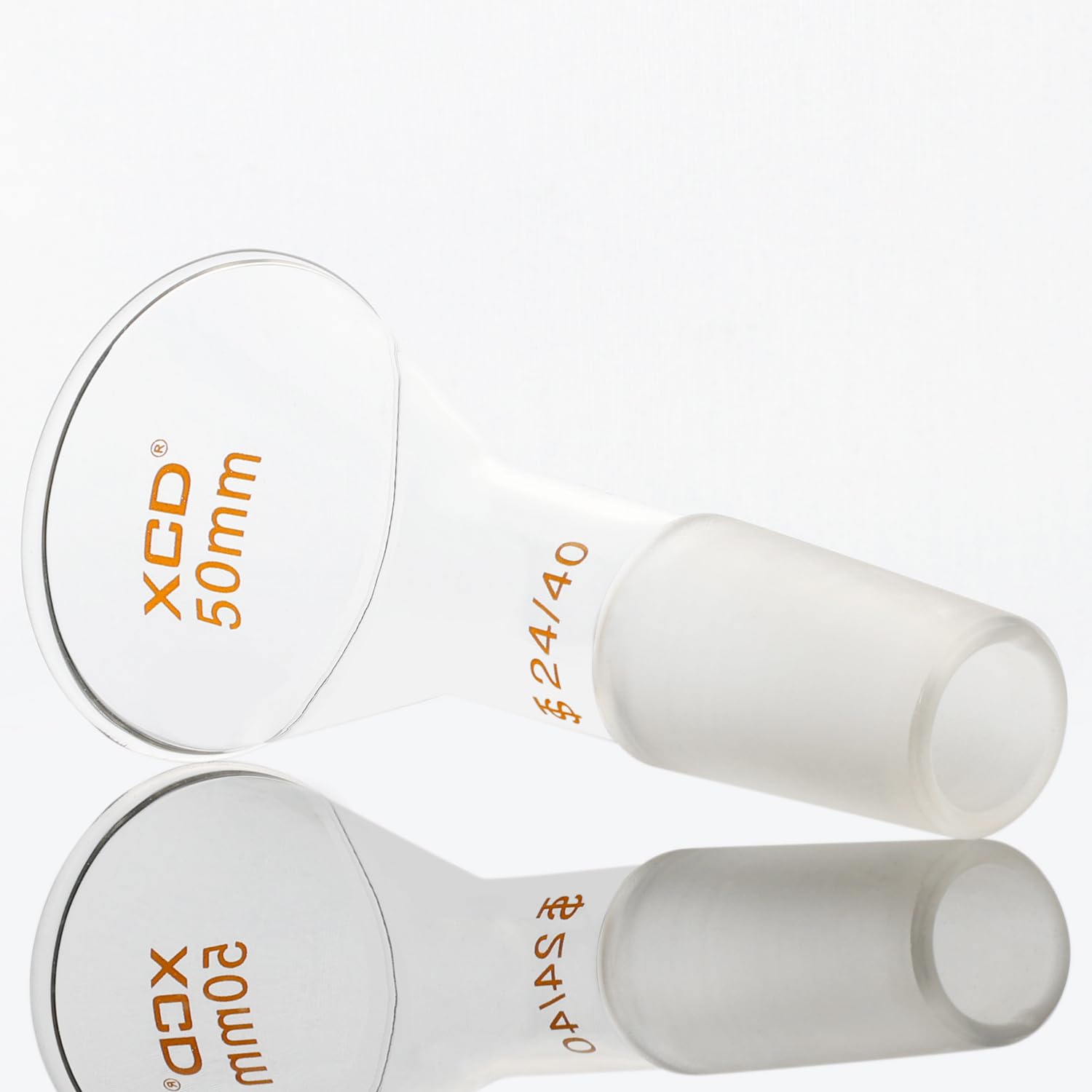 XCD Glass Funnel, Borosilicate Glass Filter Funnel Short Stem Powder Funnel with 24/40 Inner Joint (OD 50 mm) Lab Glass Powder Funnel