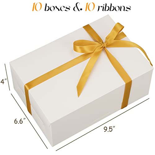 UnicoPak White Gift Boxes 10 Pack 9.5x6.6x4 Inches, Gift Boxes for Presents, Bridesmaid Proposal Box, Gift Box for Wedding, Birthday, Baby Shower, Anniversary, Graduation, Christmas