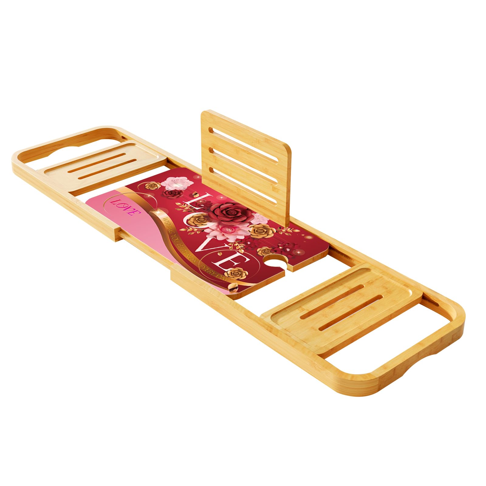 Premium Bathtub Tray Caddy - Expandable Bath Caddy Tray - Adjustable Bamboo Bath Caddy Tub Table - Unique House Warming Gifts New Home - Women Gifts Style