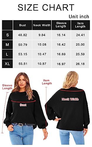 PRETTYGARDEN Long Sleeve Oversized Sweaters for Women Fall 2023 Crew Neck Solid Color Casual Knit Pullover Sweater Tops (Navy,Small)