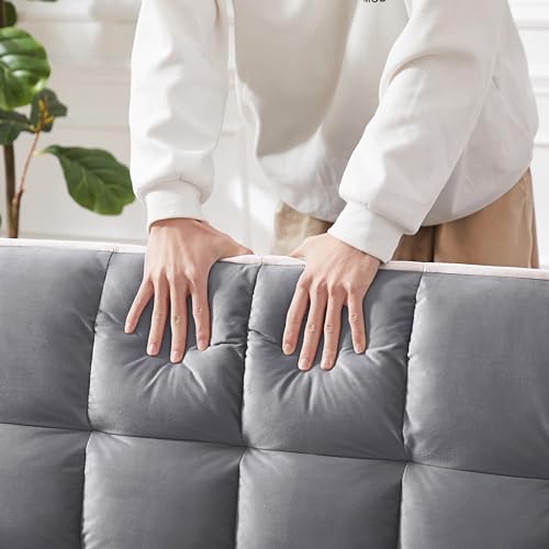 Modern Foldable Sofa Bed with USB Charging Ports,Pull Out Velvet Loveseat Sleeper with Swivel Phone Stand,Futon Couch with Cup Holders & Adjustable Backrest for Living Room,Gray